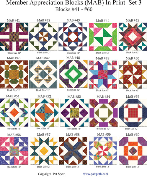 In Print Set 3 Member Appreciation Blocks (MAB) Blocks #41 - #60 – Pat ...