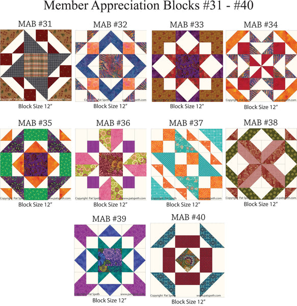 Group PDF Download Member Appreciation Blocks #31 - #40 – Pat Speth Quilts
